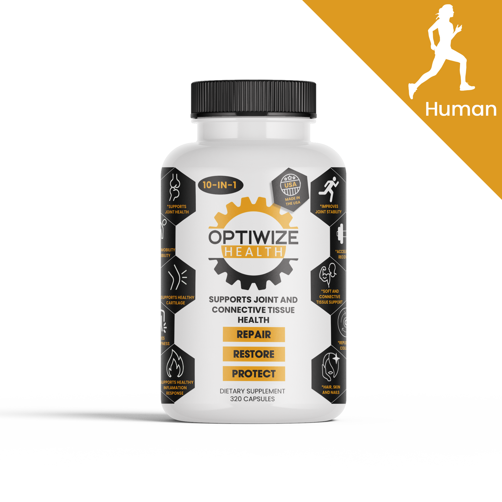 OptiWize 10-N-1 Collagen +Plus Human Supplement for Joint Health
